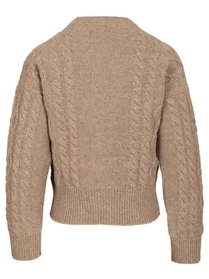 Max Mara Alben" Wool Sweater With Crew Neck And Ribbed Details - Cream
