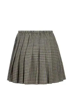 Miu Miu Tartan Mini Skirt With Embroidered Logo - Green