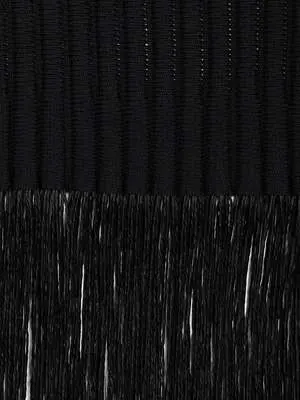 Alaïa Ribbed Knit Maxi Skirt With Fringe - Black
