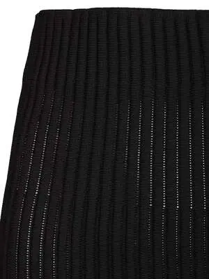 Alaïa Ribbed Knit Maxi Skirt With Fringe - Black