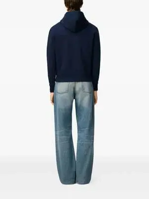 AMI Paris Cotton Hoodie With De Coeur Embroidery - Blue
