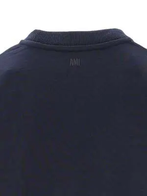 AMI Paris Crewneck Ribbed Sweatshirt With Embroidered Logo