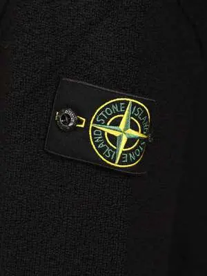 Stone Island V-neck Cardigan With Logo Badge