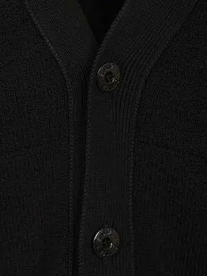Stone Island V-neck Cardigan With Logo Badge - Black