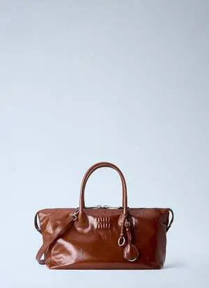 Miu Miu Leather Top Handle Bag - Brown