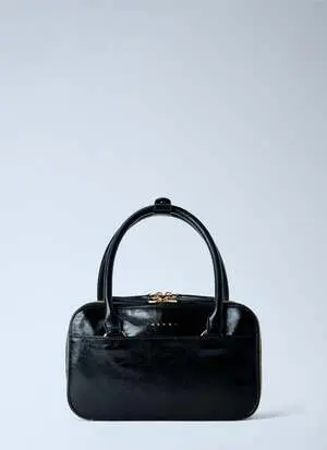 Marni Bauletto Small Leather Handbag - Black