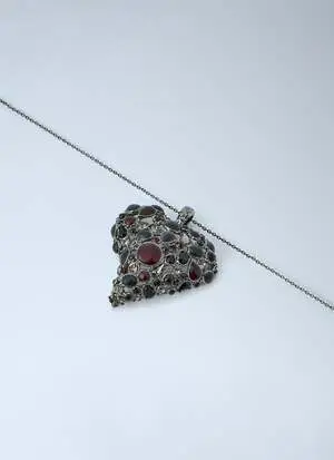Saint Laurent Heart Shaped Pendant Necklace - Black
