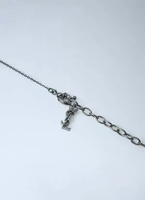 Saint Laurent Heart Shaped Pendant Necklace - Black
