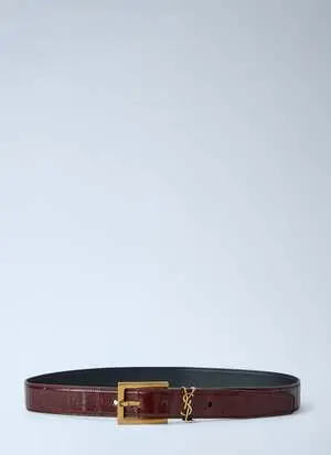 Saint Laurent Logo Buckle Leather Belt - Brown