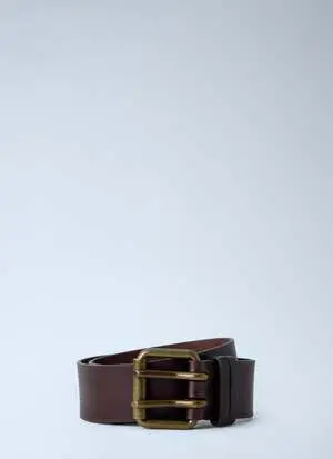 Saint Laurent Motorcycle Leather Belt - Brown