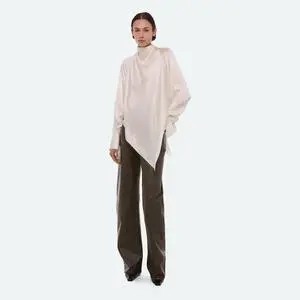 Helmut Lang Silk Tie-neck Long-sleeve Top - Ivory