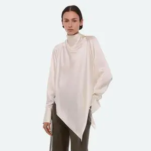 Helmut Lang Silk Tie-neck Long-sleeve Top - Ivory