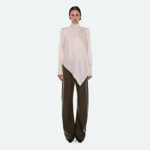 Helmut Lang Silk Tie-neck Long-sleeve Top - Ivory