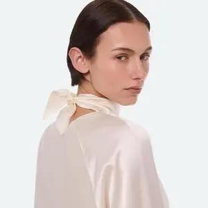 Helmut Lang Silk Tie-neck Long-sleeve Top - Ivory