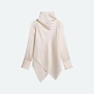 Helmut Lang Silk Tie-neck Long-sleeve Top - Ivory