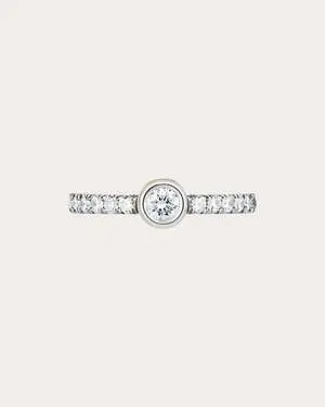 CHELSEA GABRIELLE Diamond & 18k White Gold Orbit Petite Ring 18k Gold - Silver