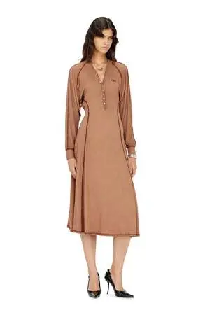 DIESEL® Midi Dress With Batwing Sleeves And V-neckline - Brown