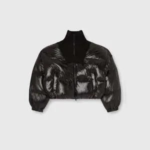 DIESEL® Down Puffer Jacket With Knitted Collar - Black