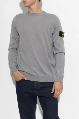 Stone Island Wool Crew Neck Sweater With Patch Detail