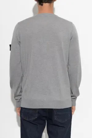 Stone Island Wool Crew Neck Sweater With Patch Detail