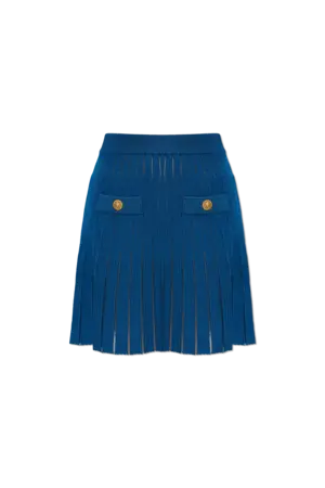 Balmain Skirt With Decorative Pockets - Blue