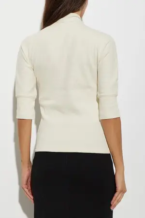 LEMAIRE Ribbed Cardigan With Decorative Neck Tie