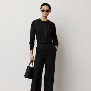 Ralph Lauren Cable-knit Cropped Silk Cardigan