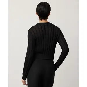 Ralph Lauren Cable-knit Cropped Silk Cardigan