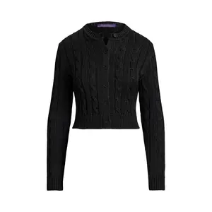 Ralph Lauren Cable-knit Cropped Silk Cardigan