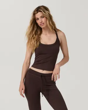 Vuori Halo Cross Back Tank Top - Java Heather