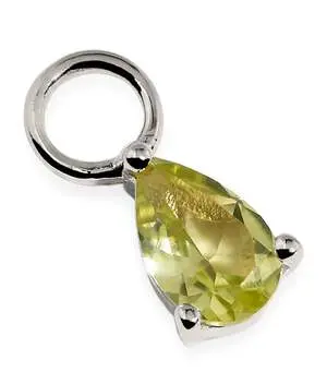 ASTRID & MIYU White Gold And Olivine Pear-cut Charm - Silver