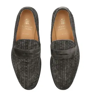 Brunello Cucinelli Suede Woven Loafers