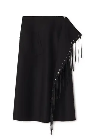 LANVIN Fringed Skirt In Double-faced Cashmere Wool
