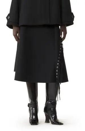 LANVIN Fringed Skirt In Double-faced Cashmere Wool