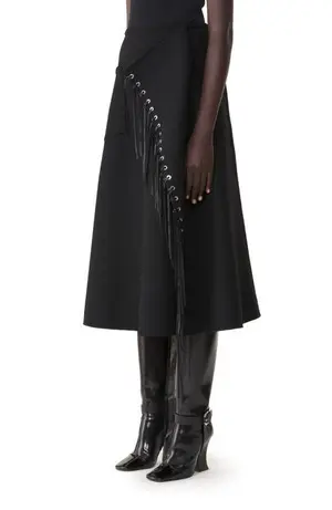 LANVIN Fringed Skirt In Double-faced Cashmere Wool