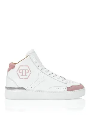 Philipp Plein Hexagon Leather Mid-top Sneakers