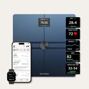 WITHINGS Body Compscale For Body Weight And Complete Body Analysis, Wi-fi & Bluetooth, Baby Digital Scale, Accurate Visceral Fat - Black