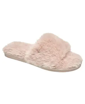 Nine West Faux Fur Slide Slipper - Camel