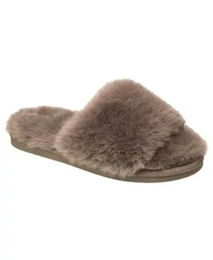 Nine West Faux Fur Slide Slipper - Khaki