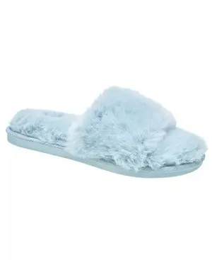 Nine West NINE WEST Faux Fur Slide Slipper Light Blue