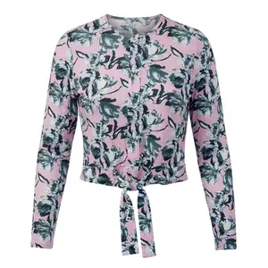 24/7 Wrap Tie Front Long Sleeve Tee - Pink
