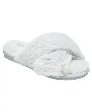 Nine West Faux Fur X-band Slippers - Ash Grey
