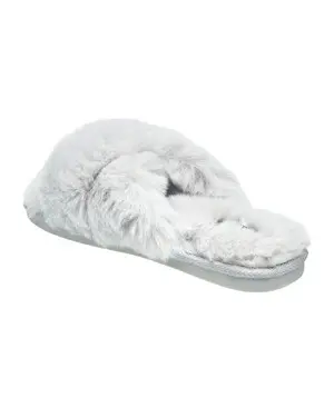 Nine West Faux Fur X-band Slippers - Ash Grey