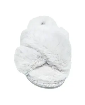 Nine West Faux Fur X-band Slippers - Ash Grey