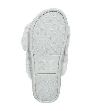 Nine West Faux Fur X-band Slippers - Ash Grey