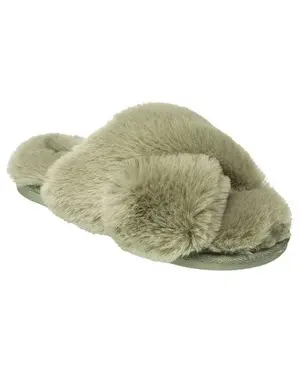 Nine West Nine West X-Band Faux Fur Slipper Olive