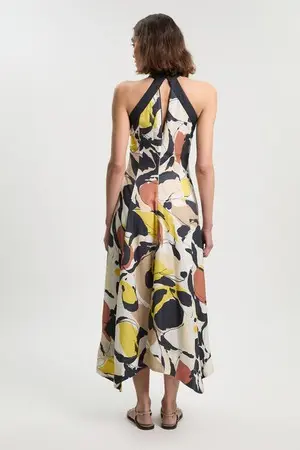 Karen Millen Petite Abstract Print Halter Maxi Dress