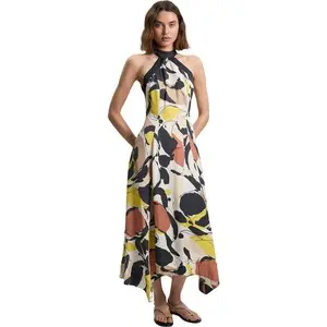 Karen Millen Petite Abstract Print Halter Maxi Dress - Multi