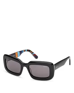 Emilio Pucci Rectangular Sunglasses, 52mm - Shiny Black/smoke