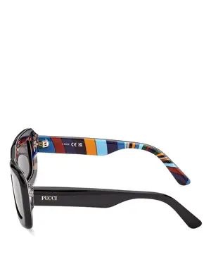 Emilio Pucci Rectangular Sunglasses, 52mm - Shiny Black/smoke